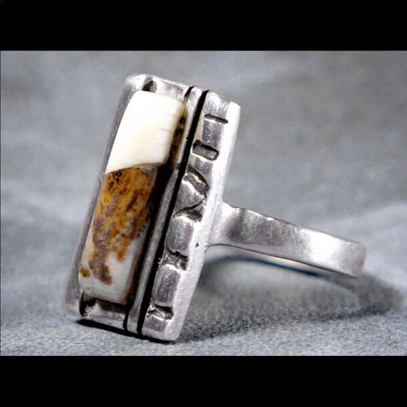 Jewelry | Vintage Navajo Silver Bone Shell Inlay Ring | Poshmark